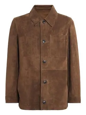 YVES SALOMON Suede Overshirt - Brown