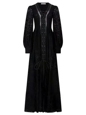 LES FILLES D'EVA Lace-up Tiered Dress - Black
