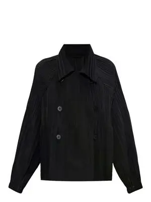 Issey Miyake Double-breasted Pleated Jacket - Black