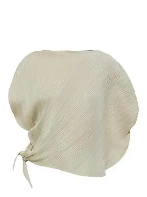 Issey Miyake Plissé-effect Side-tie Top - Neutrals