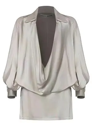 NINEMINUTES The Mona Draped Mini Dress - Neutrals