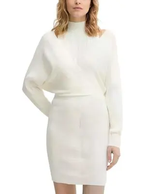 Guess Ribbed-knit Cut-out Mini Dress - White