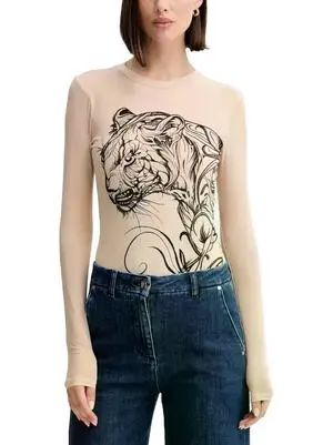 Guess Penelope Bodysuit With Tiger Print - Neutrals