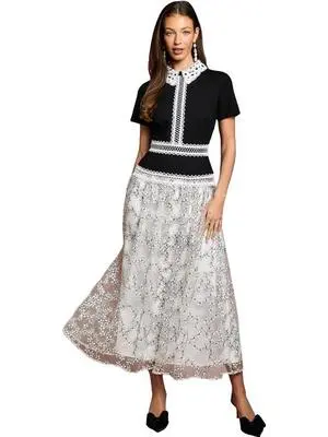 Coast Embroidered Mesh Midaxi Dress - Mono