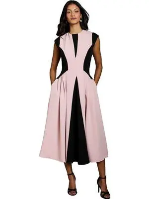 Coast Petite Color Block Midi Dress - Blush
