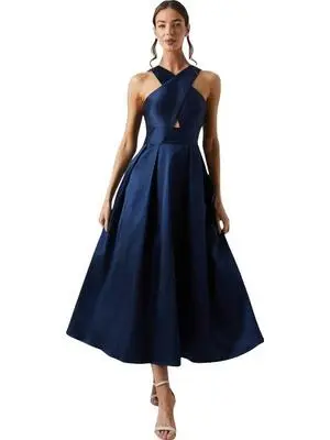 Coast Halterneck Fit & Flare Midi Dress - Navy