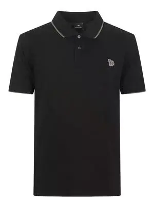 Paul Smith Zebra-patch Tipped Polo Shirt - Black