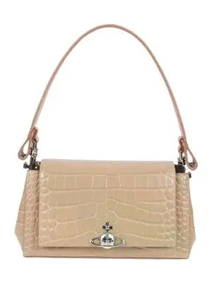 VIVIENNE WESTWOOD Orb Plaque Croc-effect Shoulder Bag - Neutrals
