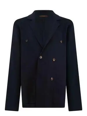 SLOWEAR Double-breasted Knitted Blazer - Blue