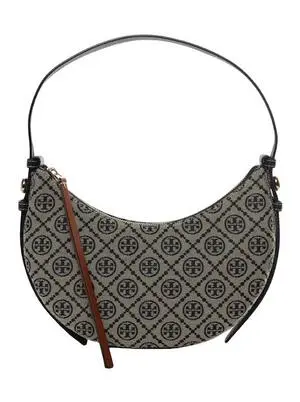 Tory Burch Romy T Monogram Half Moon Bag - Navy Blue