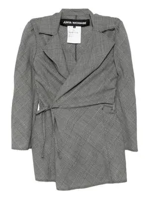 Junya Watanabe Plaid-check Tie-fastening Jacket - Grey