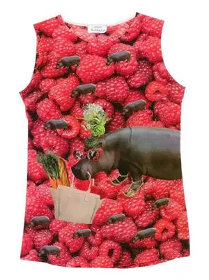 The Artistylist Raspberry-print Sleeveless Top - Red