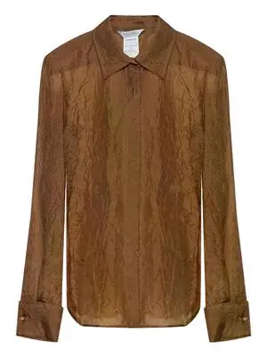 Max Mara Eloisa Crumpled Silk Shirt - Brown