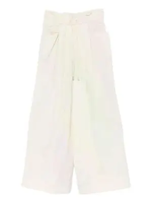 PT TORINO Rose Drawstring Wide-leg Trousers - Neutrals