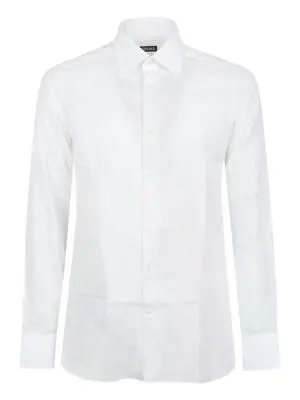 Zegna Piqué-weave Long-sleeve Shirt - White