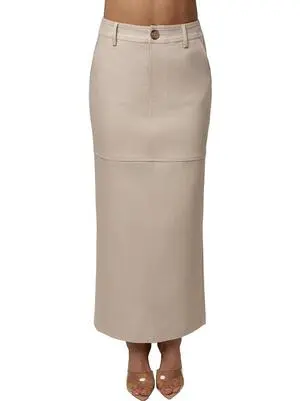 JLUXLABEL High-waisted Fitted Maxi Skirt - Beige