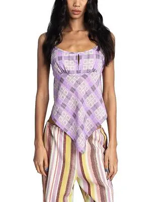 ANNA SUI Plaid Blossom Top Apron