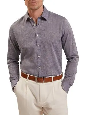 Ted Baker London Prynn Linen & Cotton Shirt - Navy