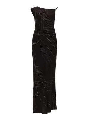 ALYSI Long Silk Dress - Brown