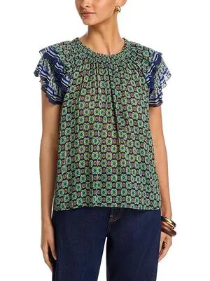 Velvet By Graham & Spencer Dahlia Ruffle Sleeve Top - Multi