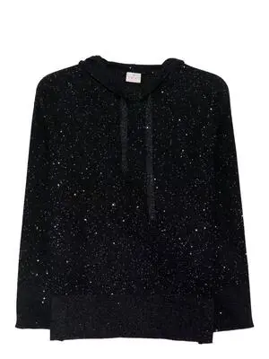 Marella Glitter-effect Drawstring Hoodie - Blue