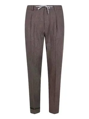 BARBA NAPOLI Pleated Drawstring Trousers - Brown