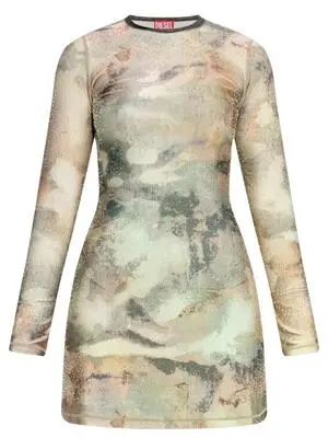 DIESEL® D-Uplo Long-Sleeve Mini Dress Neutrals
