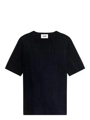 Alpha Studio Short-sleeved Sweater - Blue