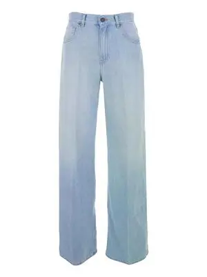 GRIFONI Faded-wash Wide-leg Jeans - Blue