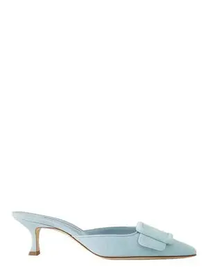 Manolo Blahnik Maysale Buckle-Detail Mules Blue