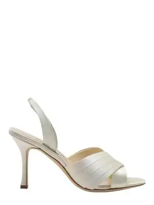 Manolo Blahnik Manolo Blahnik Vierasan Pleated Satin Sandals Neutrals