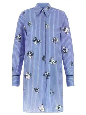 LE TWINS Silenzio Sequin-embellished Striped Dress - Blue