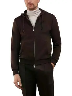 MOORER Matthew Zip-up Hoodie - Brown