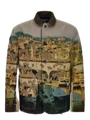 Junya Watanabe Jacquard Frayed Jacket Neutrals