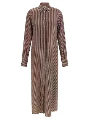LE TWINS Brina Striped Midi Dress - Brown