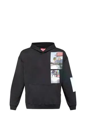 DIESEL® Photographic-print Hooded Sweatshirt - Black