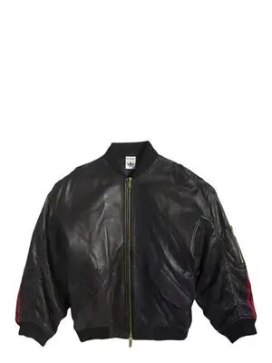 Adidas X Willy Chavarria Leather Bomber Jacket - Black