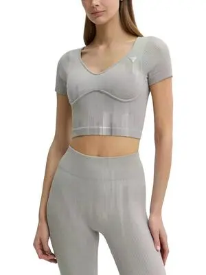 Guess Martina Ribbed Cropped Top - Grey