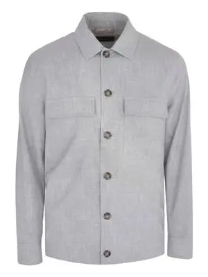 Peserico Slub-texture Button-pocket Jacket - Grey