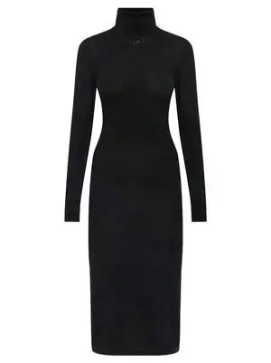 DIESEL® Logo-detail Turtleneck Midi Dress - Black