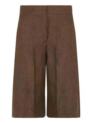 SLOWEAR Pressed-crease Wide-leg Shorts - Brown