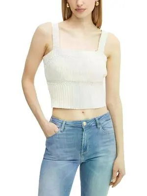 Guess Cable-knit Ribbed Top - Neutrals