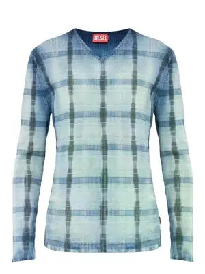 DIESEL® K-egons Checked V-neck T-shirt - Blue