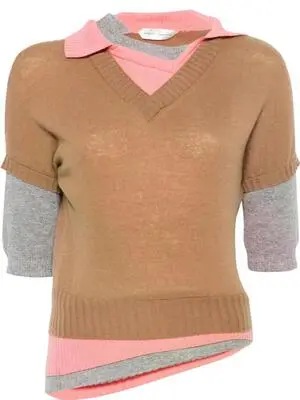 AUGUST BARRON Layered Polo Top - Brown