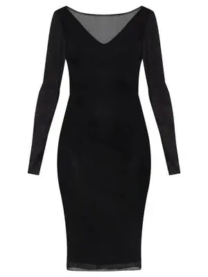 Max Mara Sheer-sleeved Midi Dress - Black