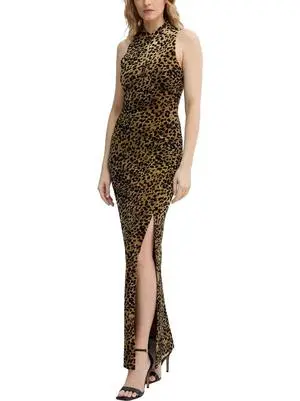 Guess Leopard-print Velvet Gown - Brown