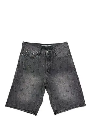 LOSTSHDWS Embellished Denim Shorts - Grey