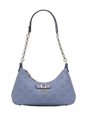 Guess Dita Debossed-logo Shoulder Bag - Blue