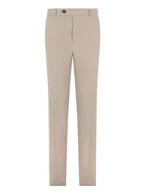 SLOWEAR Slim-fit Micro-patterned Trousers - Neutrals