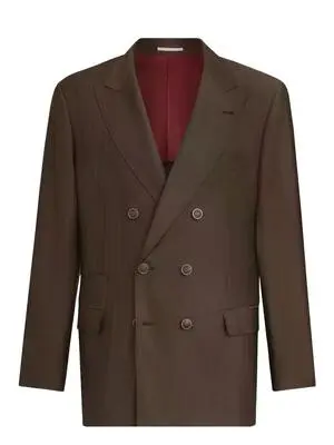 Brunello Cucinelli Virgin-wool And Cashmere One-and-a-half Breasted Deconstructed Blazer - Brown